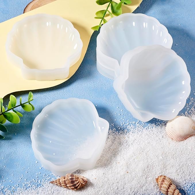 Silicone Mould - 1 x Large Sea Oyster Shell Mould 8cm x 8cm x 2cm ...