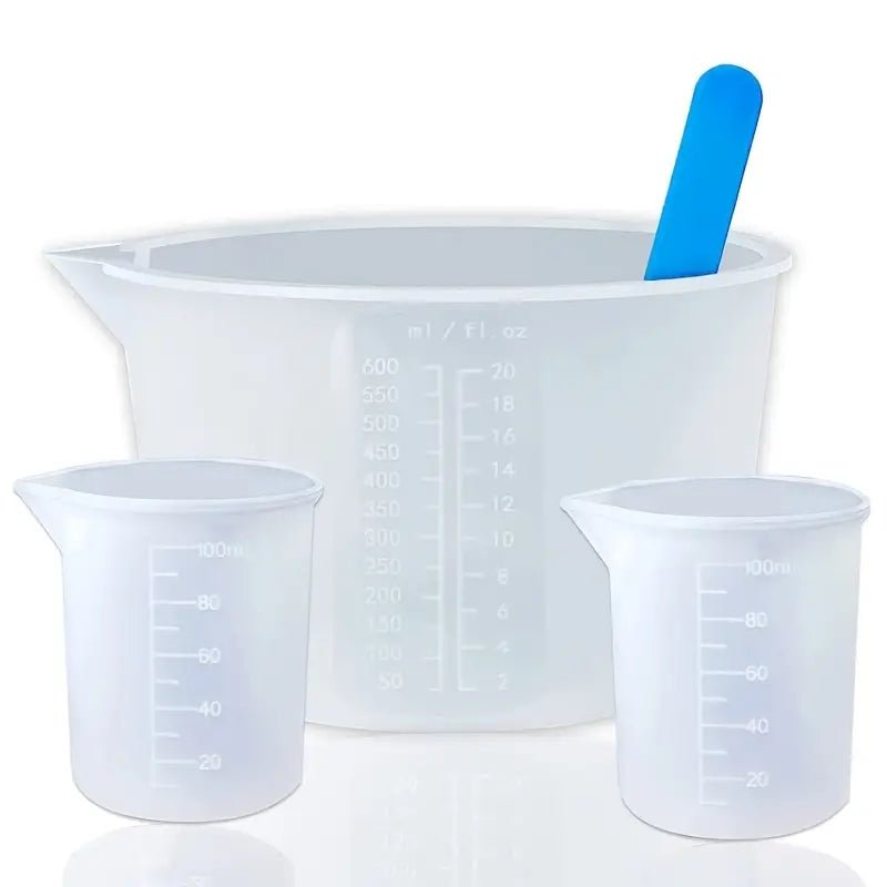 Silicone Reusable Resin Mixing Set - 3 x Cups & 1 x Silicone Stir Stic ...