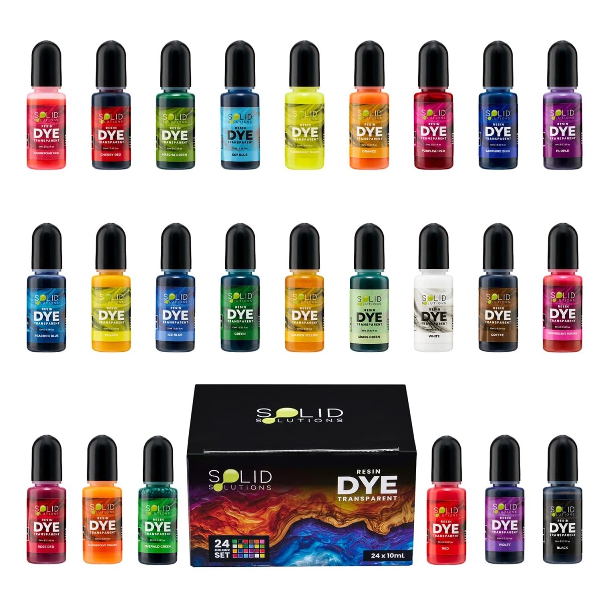 Transparent Dye Set of 24 – Solid Solutions